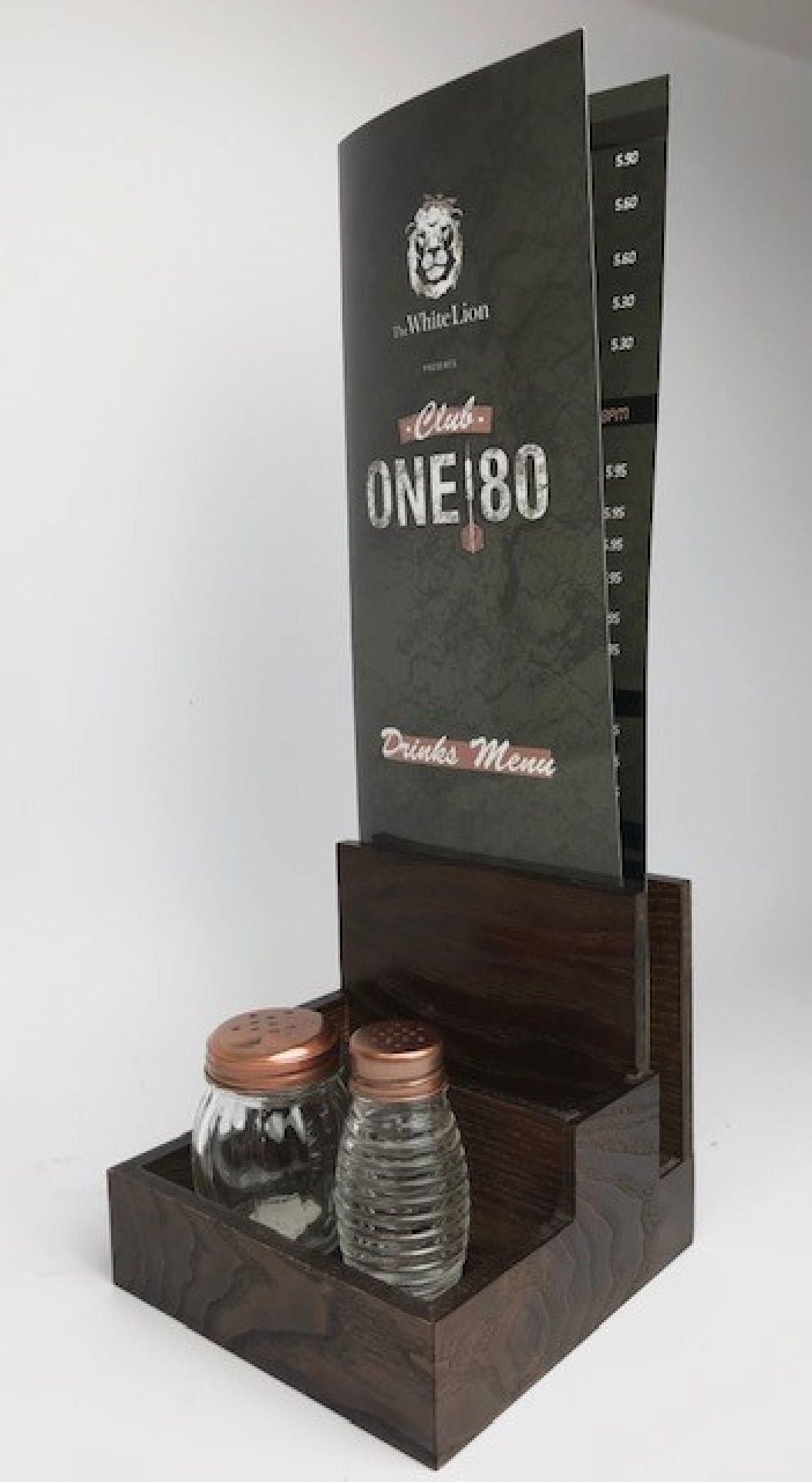 Three Compartment Wooden Menu Caddy - Majisign