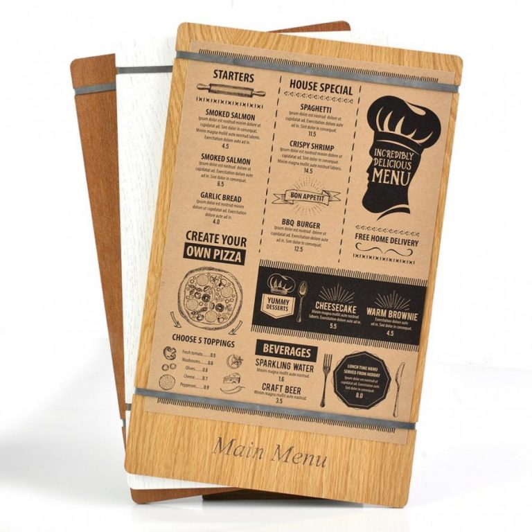A4 Elastic Wooden Menu Boards - Majisign