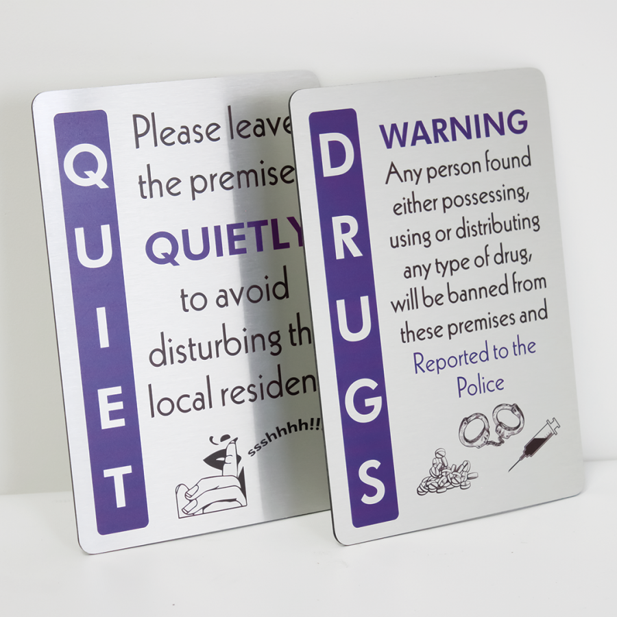 Brushed Aluminium Bar & Restaurant Notice - Majisign