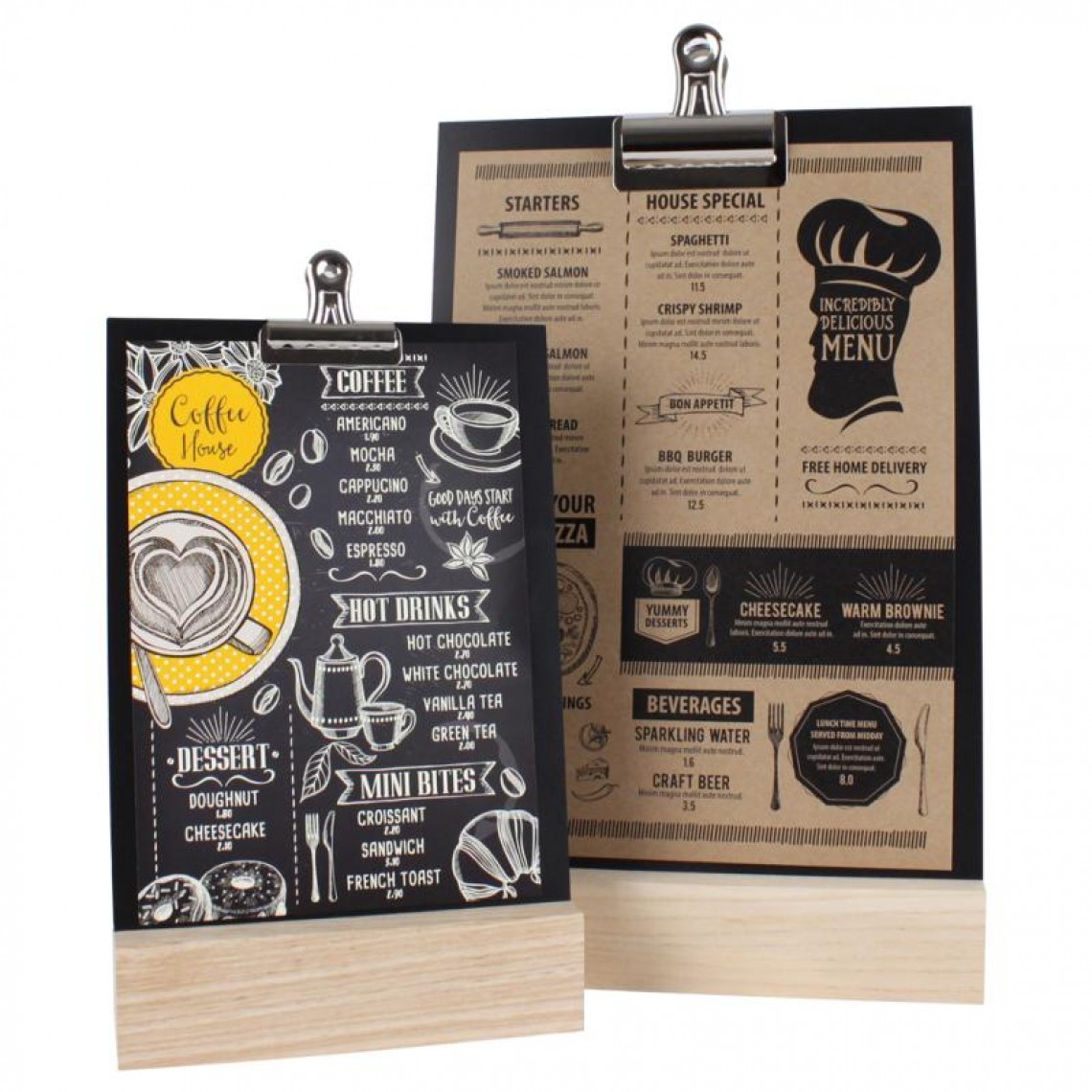 Clip Menu Tabletop Chalkboard Sign - Majisign