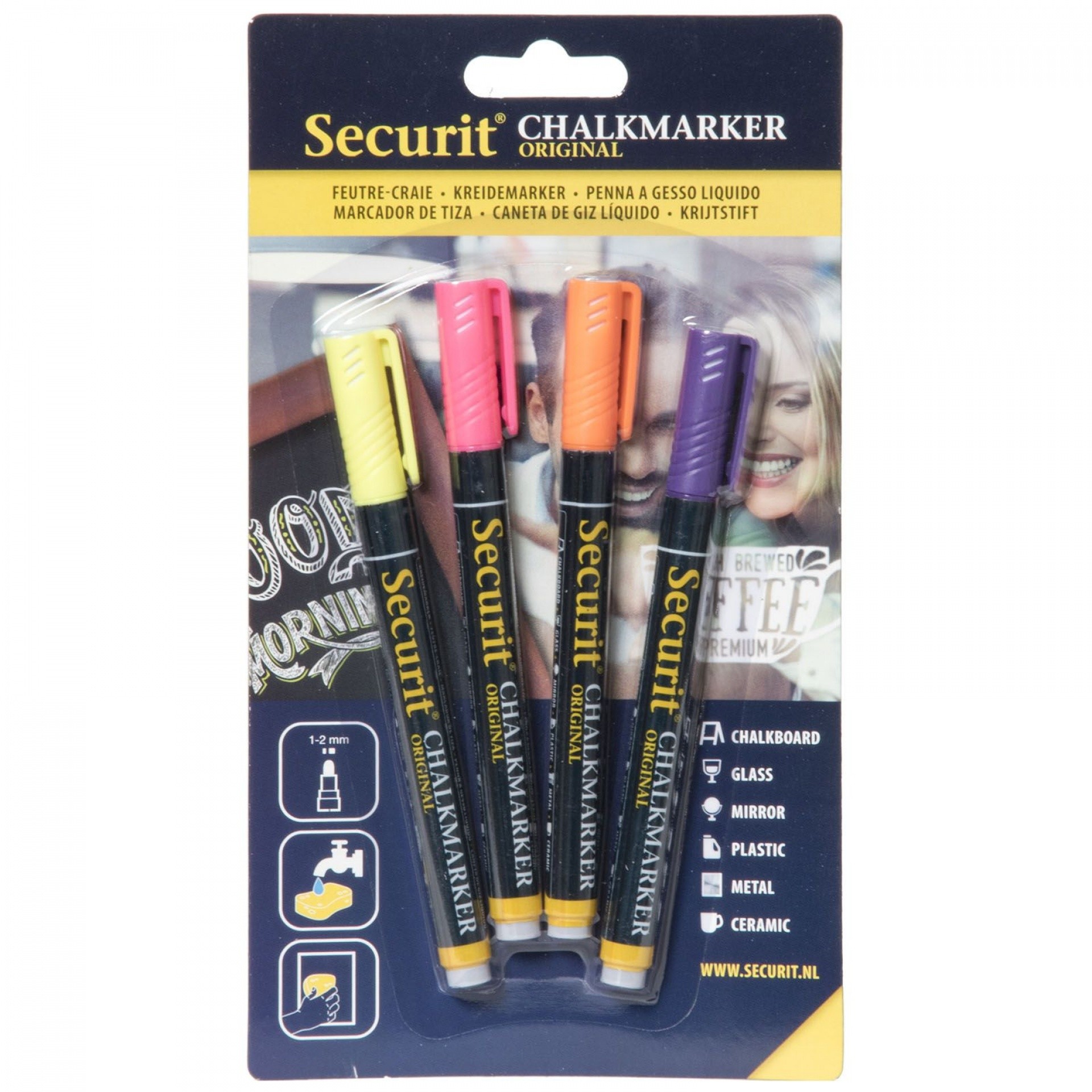 Securit® Small Chalk Marker Pack of 4 Tropical Colours - Majisign